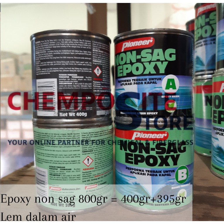 Jual PIONEER epoxy non-sag kemasan 1/2 Pint 800gr = 395gr+400gr lem ...