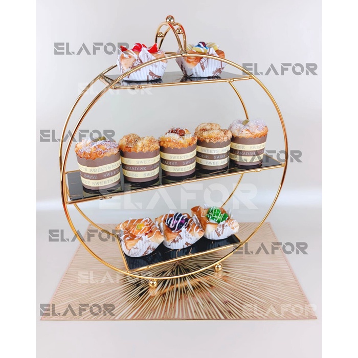 Jual Tier Cake Holder O / Tempat Cupcake Susun 3 Marmer / Rak Display ...