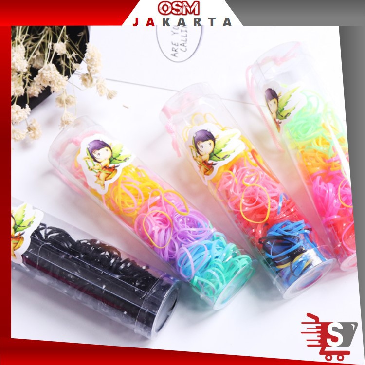 Jual OSM JKT K837 (12 PCS) Ikat Rambut Polos / Karet Rambut Warna Warni ...