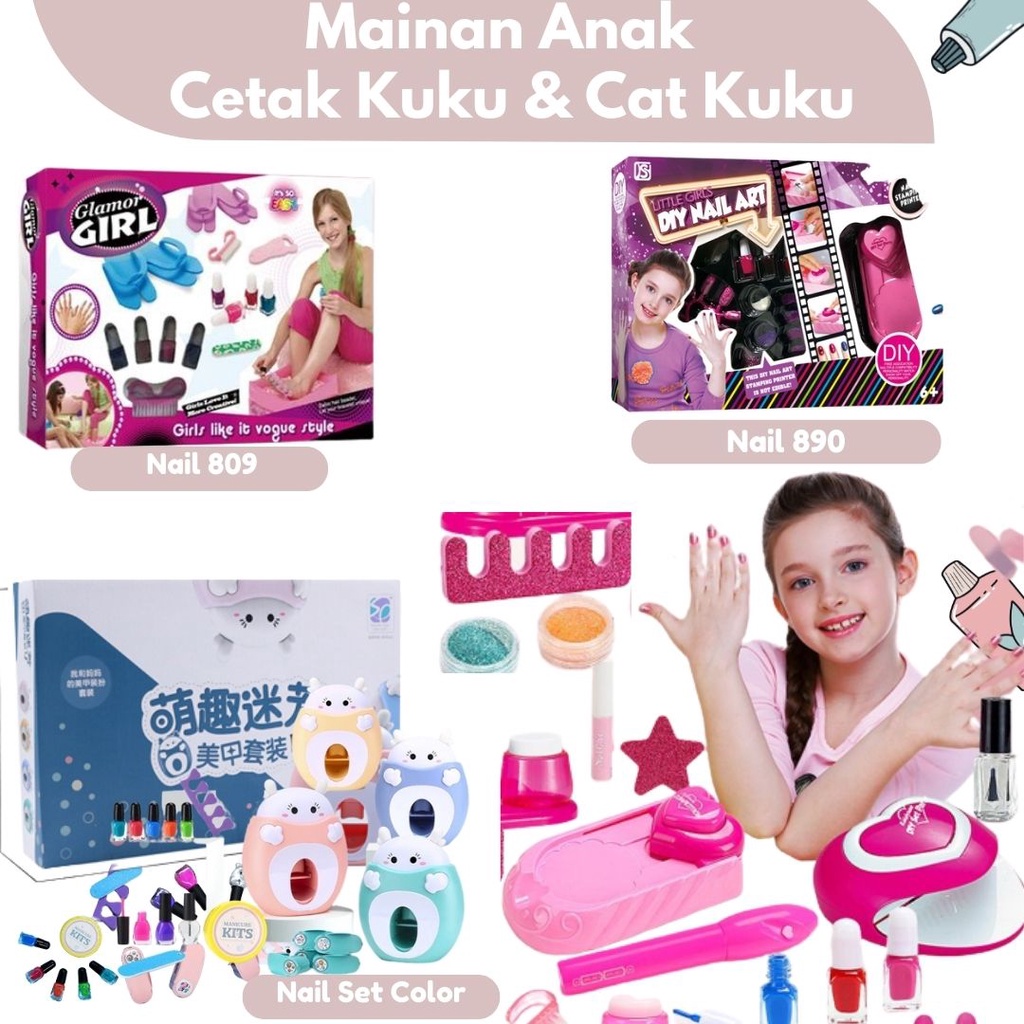 Jual Mainan DIY Anak Perempuan Kutek Anak Stiker Kuku Kids Manicure Set ...