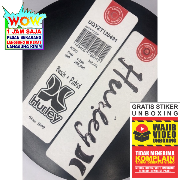 Jual HURLEY PRICE TAG HANGTAG BARCODE SUPER PREMIUM CO 1X DI KIRIM ...