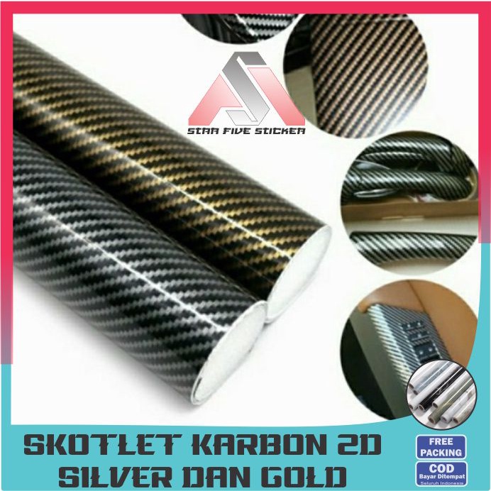 Jual Stiker Karbon Skotlet Carbon Sticker Carbone 2d Silver dan Gold ...