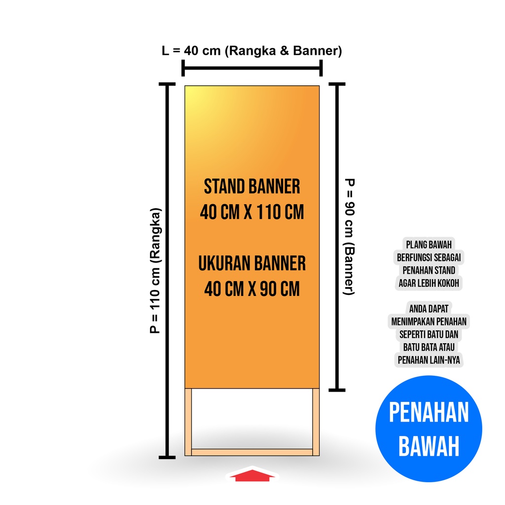 Jual Standing Banner Kayu Segitiga [Rangka + Banner Terpasang] 2 sisi ...
