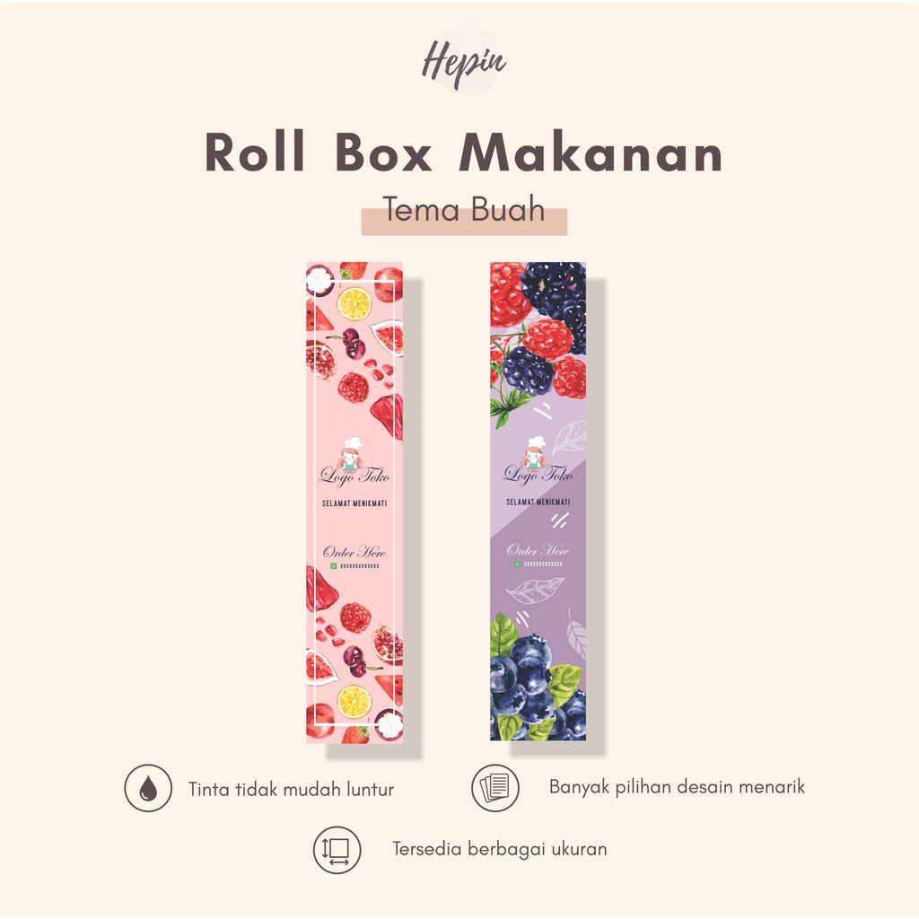Jual Paper Lunch Box Tema BUAH - Roll Box Makanan Salad Buah | Shopee ...