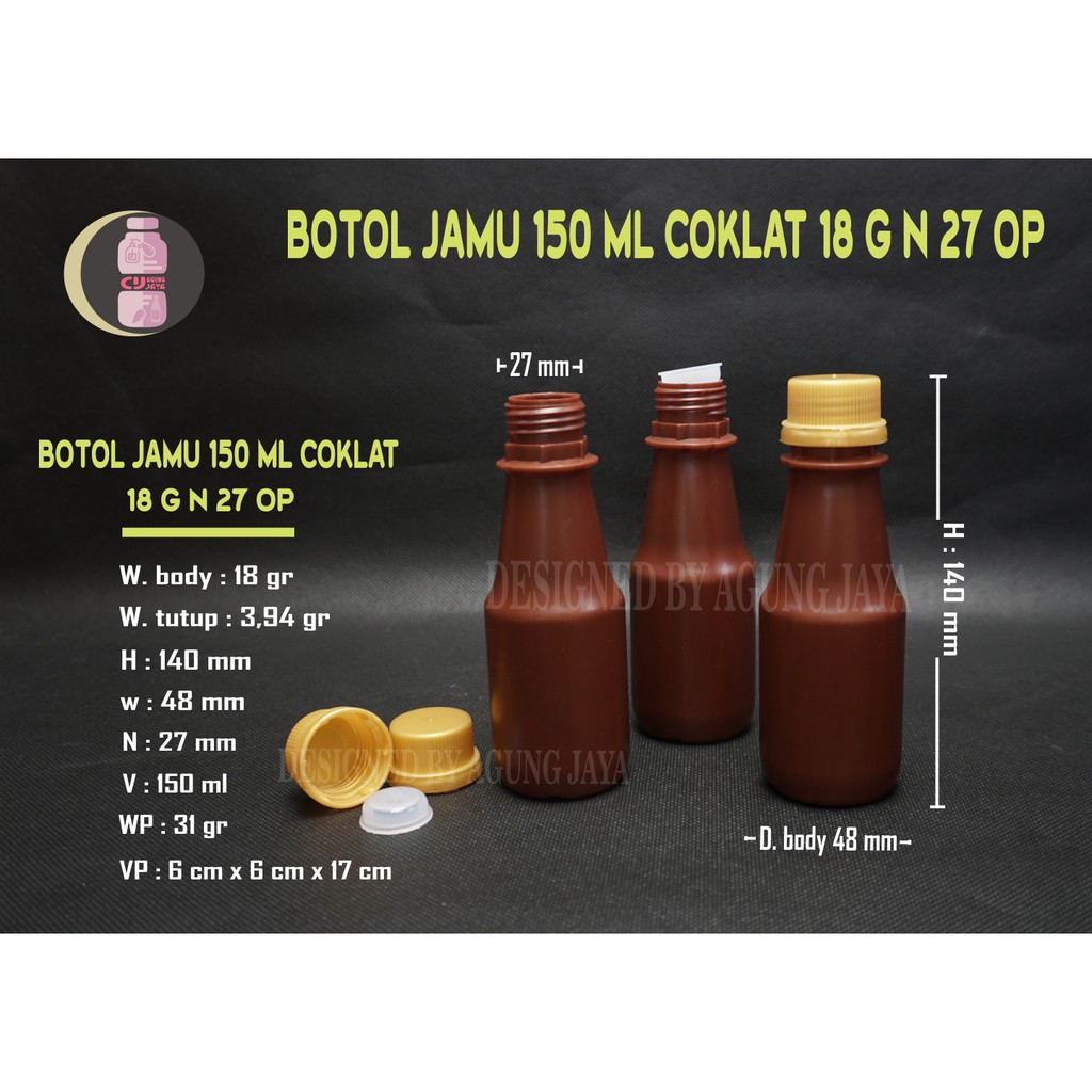 Jual Botol Jamu 150 Ml/Botol Obat Cair/Botol Kosong/Botol Hdpe/Botol ...