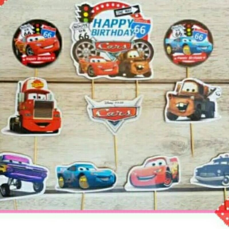 Jual satu set topper toper cake hiasan kue ulang tahun karakter cars ...