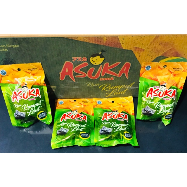 Jual Baru Snack Asuka Rasa Rumput Laut isi 100 bungkus | Shopee Indonesia