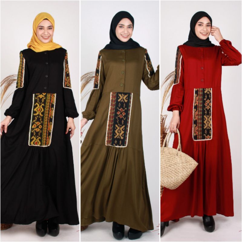 Jual ☀️Dannis Surabaya Online☀️Sale Abaya motif tenun Dannis Collection ...