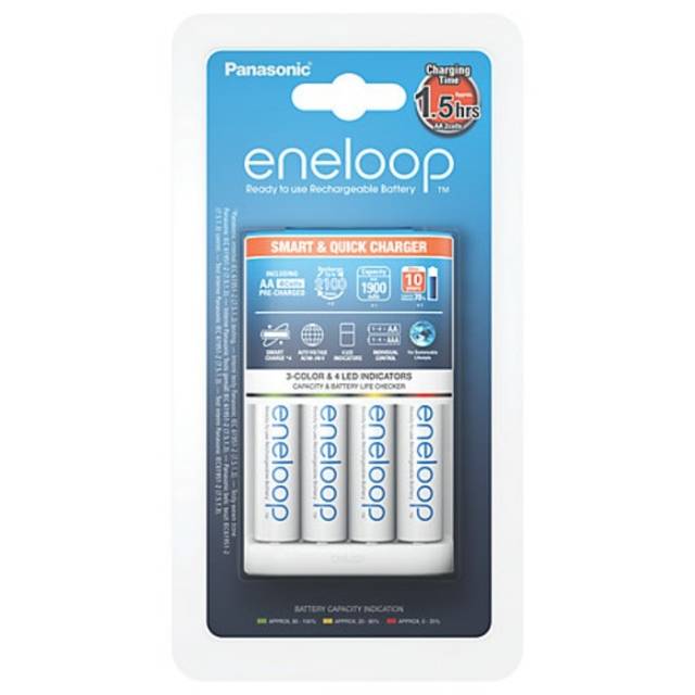 Jual Panasonic Smart & Quick Charger A2 4pcs Eneloop Battery AA A3 1900 ...