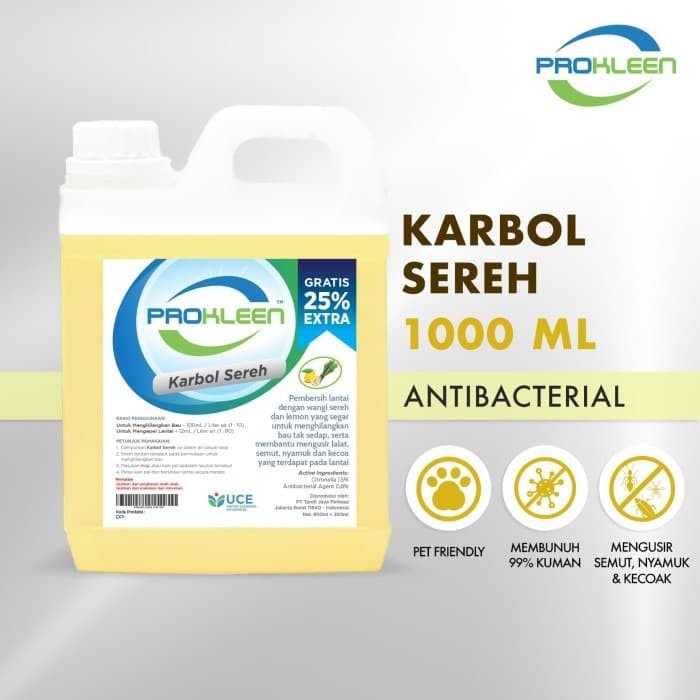 Jual Karbol Sereh Antibacterial PREMIUM PROKLEEN KONSENTRAT 1000mL & 800mL | Shopee Indonesia