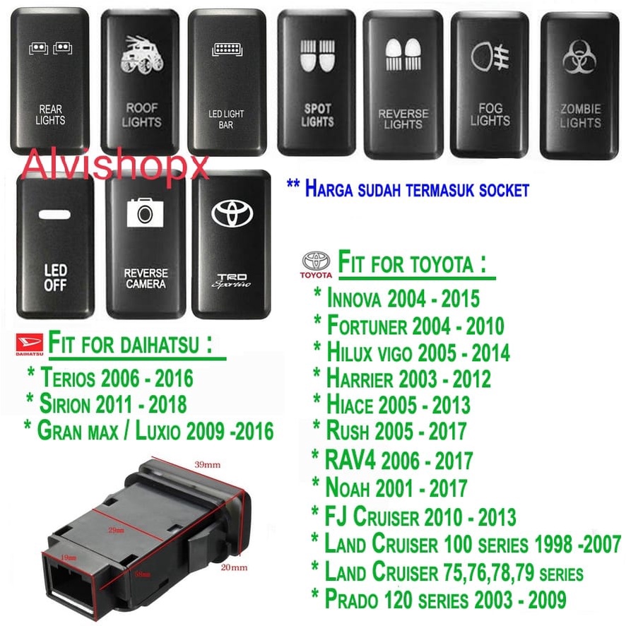 Jual Saklar Rocker Switch Push Button Toyota - Daihatsu | Shopee Indonesia