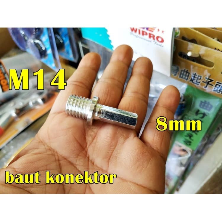 Jual baut konektor M14 batang as 8mm untuk pad poles 5" dan 7" lubang ...