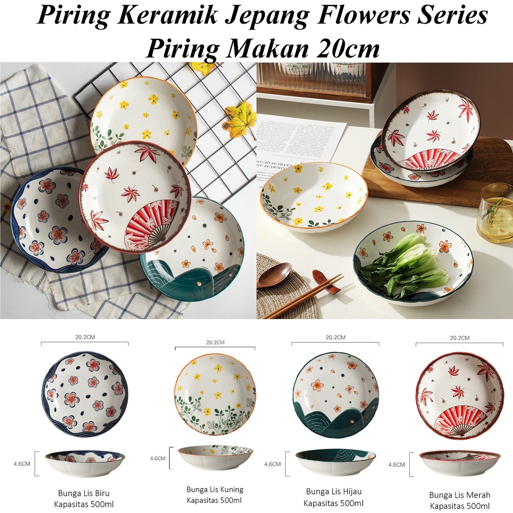 Jual Piring Keramik Jepang Flowers Series / Piring Keramik Bunga Lis ...