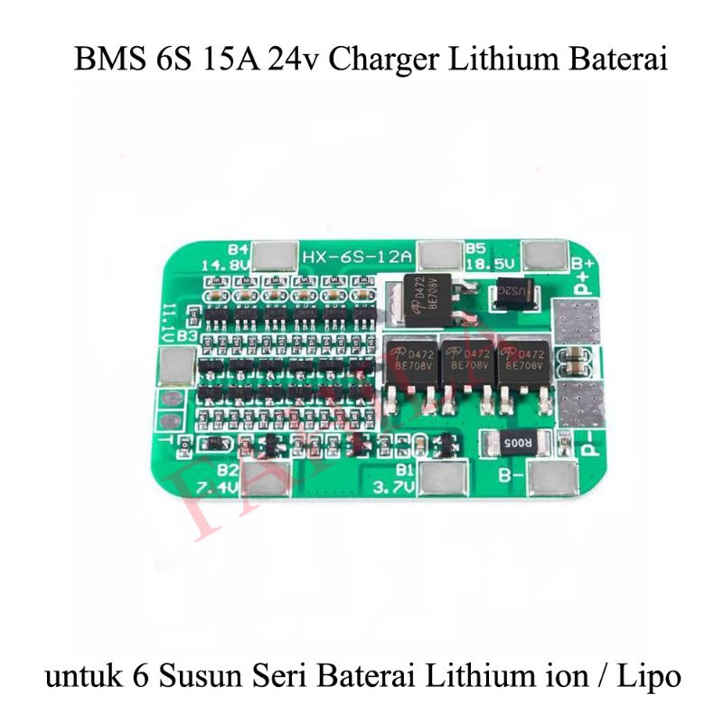 Jual BMS 6S 15A 24V Charger Baterai Lithium-ion 18650 Lipo | Shopee ...