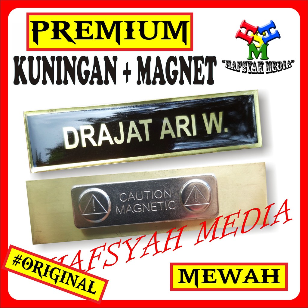 Jual Nametag / nama dada / name tag dada / name tag kuningan magnet ...