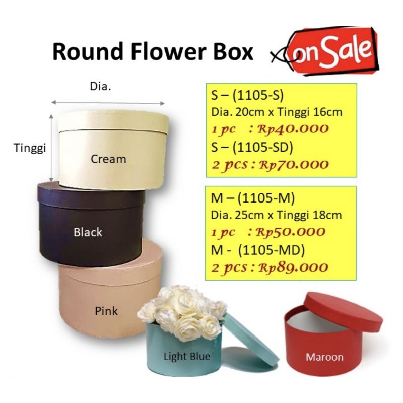 Jual promo 2pcs box bunga Round flower box kecil d20 t16 bloombox bunga ...
