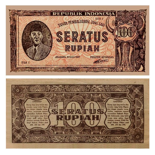 Jual Uang 100 Rupiah Soekarno Ori Tahun 1947 souvenir replika repro ...