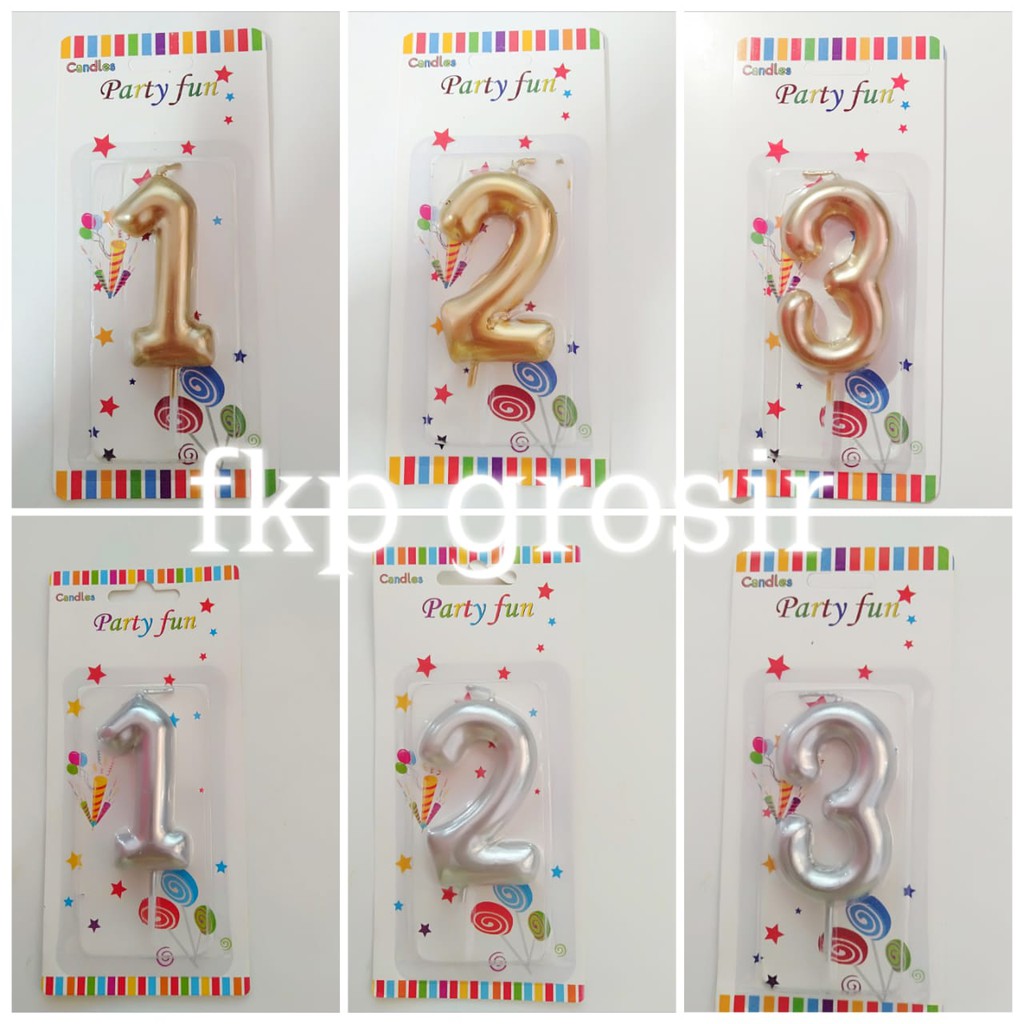 Jual GROSIR per 12pcs - LILIN ANGKA GOLD/ LILIN ANGKA SILVER/ LILIN ...