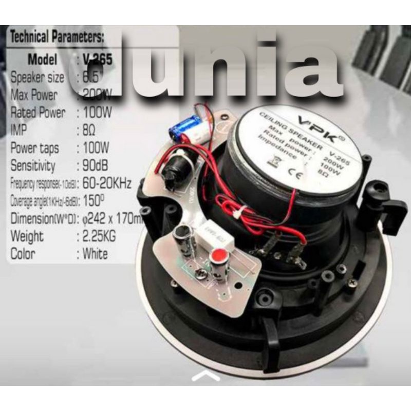 Jual Speaker Ceiling VPK V 265 Original Speaker Plafon VPK V265 6.5 inch | Shopee Indonesia