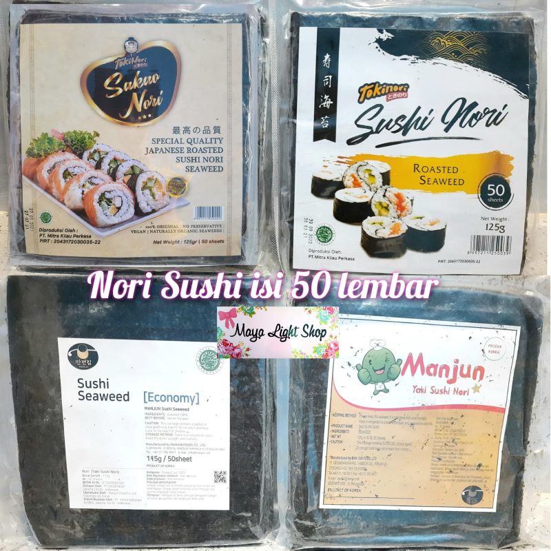 Jual sushi Nori rumput laut isi 50 lembar sushi nori java tokinori ...