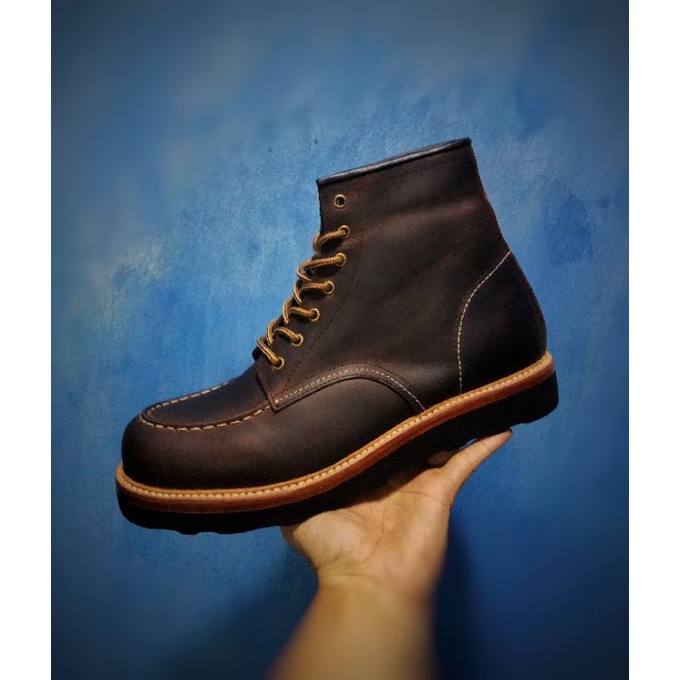 Jual Moc Toe Custom Dark Brown Vintage Outsole Black - Sepatu Moc Toe ...