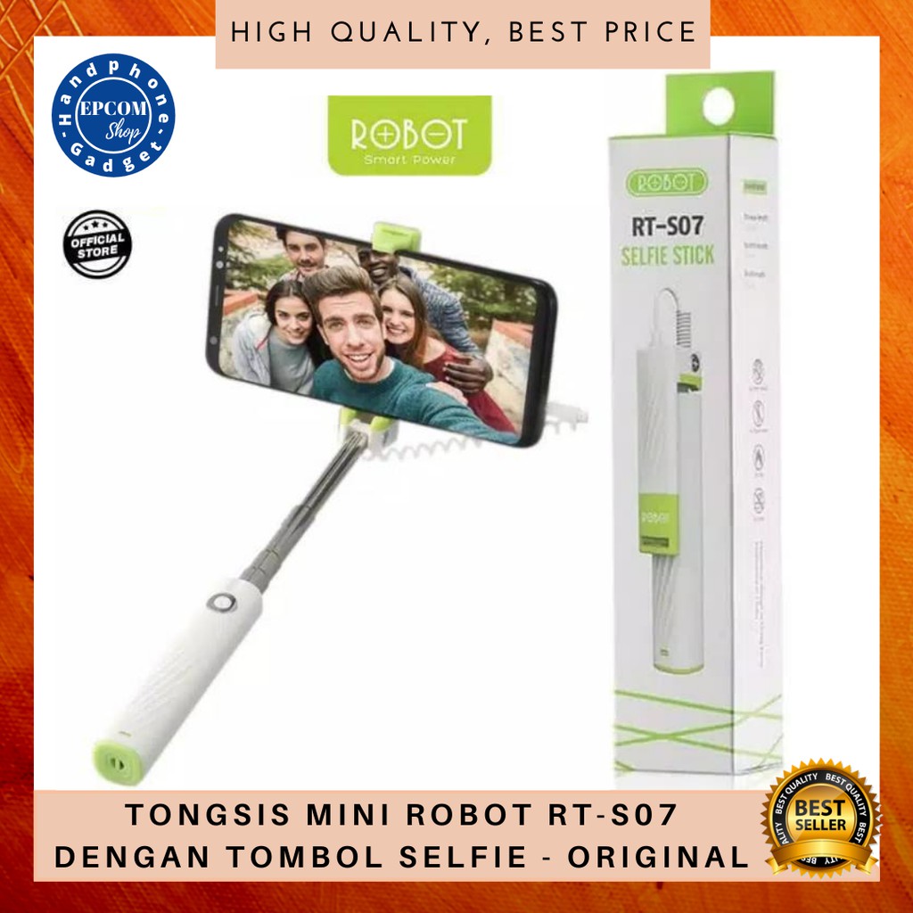 Jual Tongsis Mini Robot RT-S07 Dengan Tombol Selfie (Original) | Shopee ...