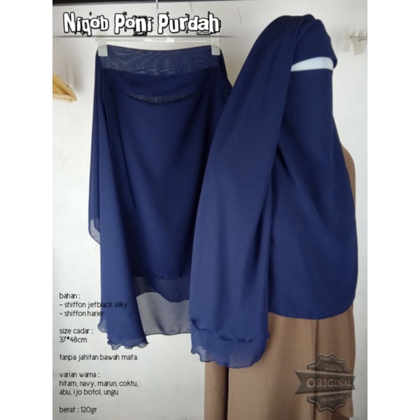 Jual niqob poni purdah full shiffon jetblack & shiffon harier | Shopee ...