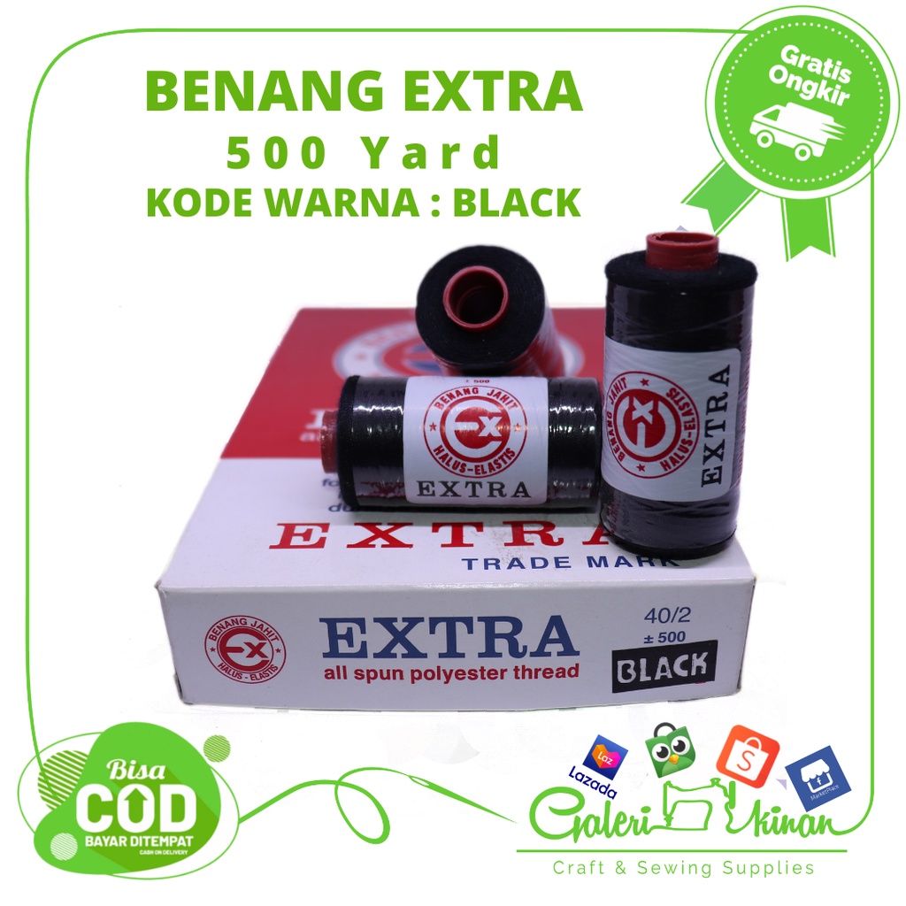 Jual Benang Jahit Extra Hitam | Shopee Indonesia