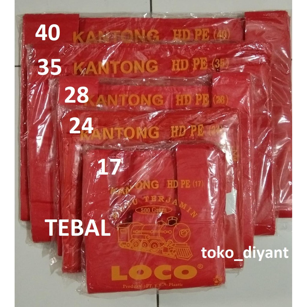 Jual Kantong Plastik kresek Tebal Loco - Coco warna merah 17,24,28,35 ...
