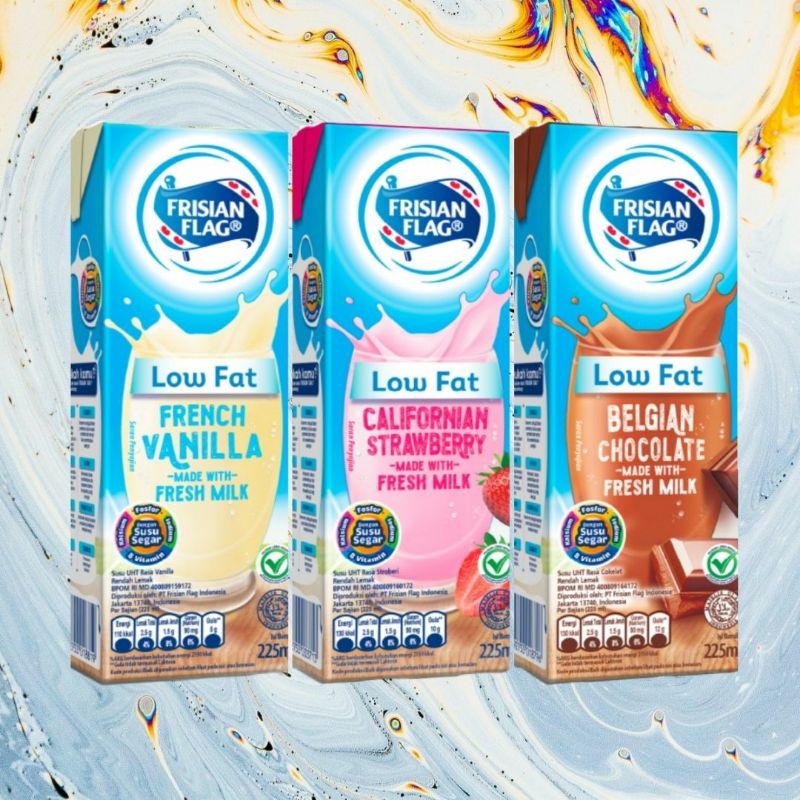 Jual frisian flag 225ml low fat susu UHT strawberry/Belgian chocolate/french vanila fresh milk ...