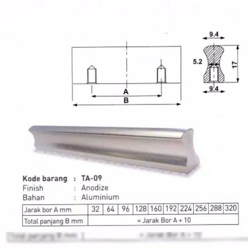 Jual 1PCS Handle Aluminium Pegangan Tarikan Laci Lemari Mebel Kitchen ...