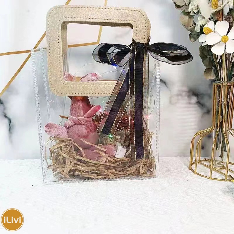 Jual Transparent tote bag pvc packaging bag crystal bag gift bag ...