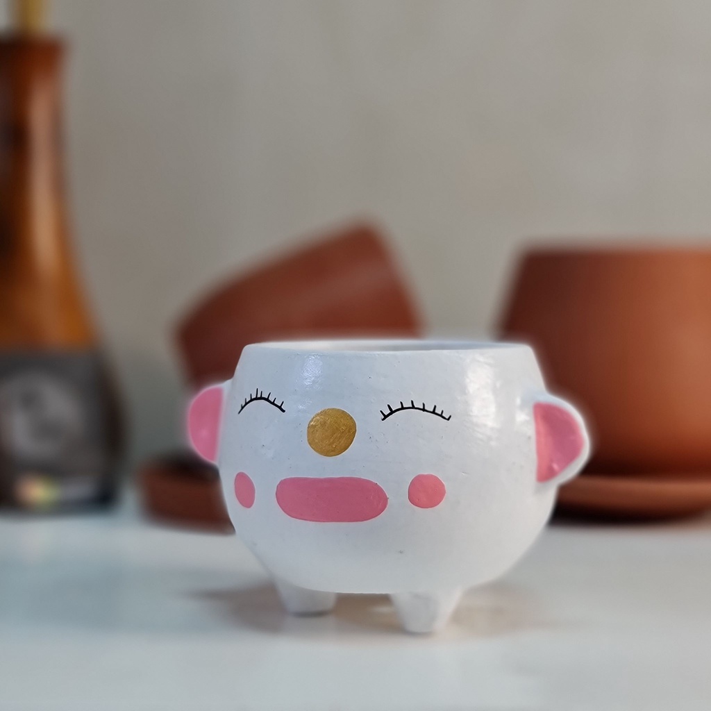 Jual Pot Lukis Hewan Dia 8 cm l Pot Lukis Gerabah l Pot Gerabah Sukulen ...
