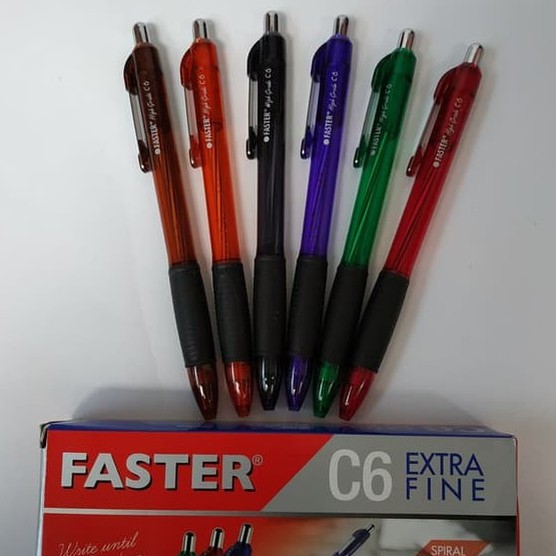 Jual Pulpen Faster C6 Tinta Hitam Mata Pena 0,5mm Extra Fine Pen ...