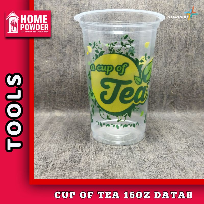 Jual Promo Gelas Cup Plastik PP 7 Gr Sablon Cup Of Tea 16 Oz Datar ...