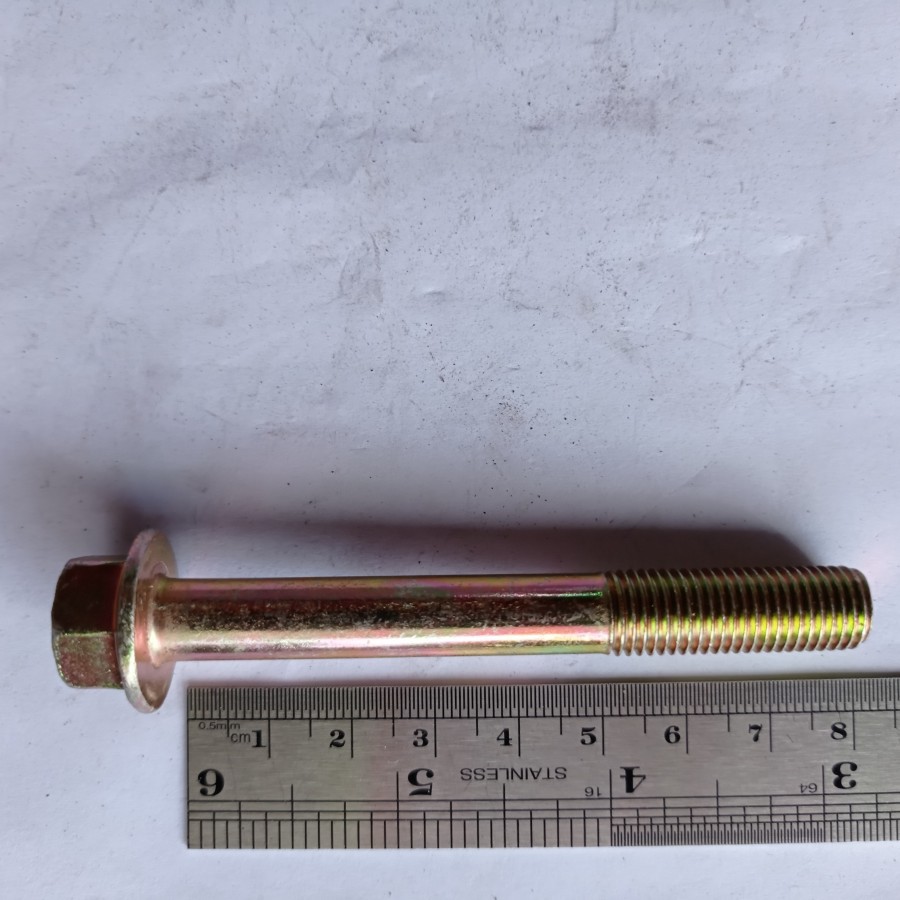 Jual BAUT TOPI M10X80 KUNING FLANGE BOLT M10 X 80 KUNCI 14 PANJANG 8 CM ...