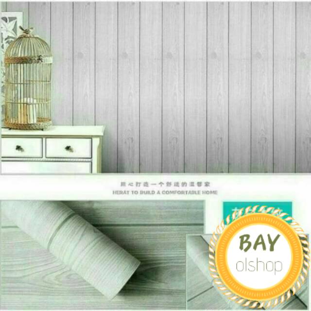 Jual Wallpaper Sticker Dinding Elegan Motif Kayu Putih Garis Coklat