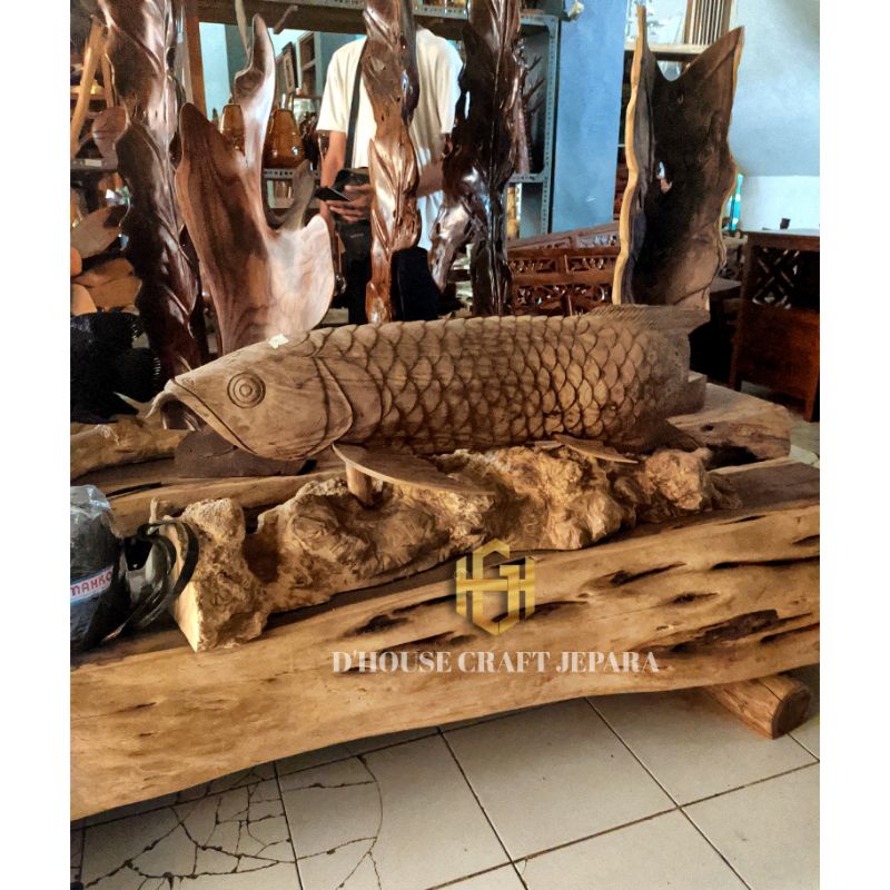 Jual Patung Ikan Arwana Kayu Sonokeling Istimewa Panjang 100cm ...
