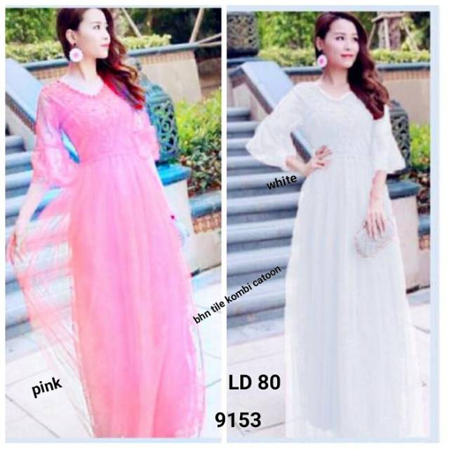 Jual REAL FOTO MAXY DRESS IMPORT Longdress mutiara lgn 7/8 thr 9153 Bhn ...