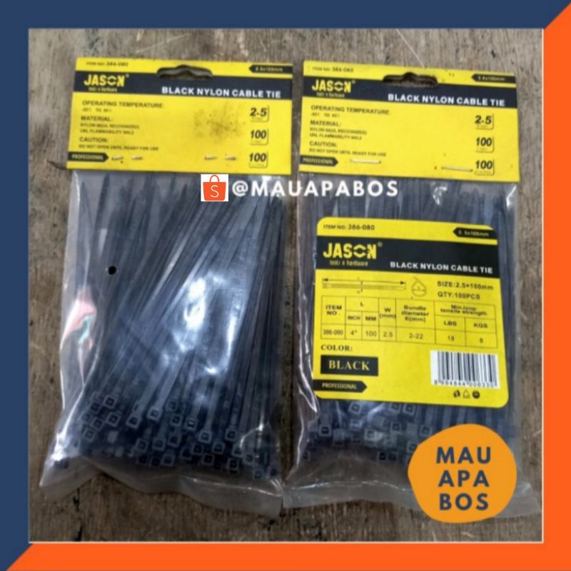 Jual Jason Kabel Ties Cable Tie Hitam Tebal (100pc) | Shopee Indonesia