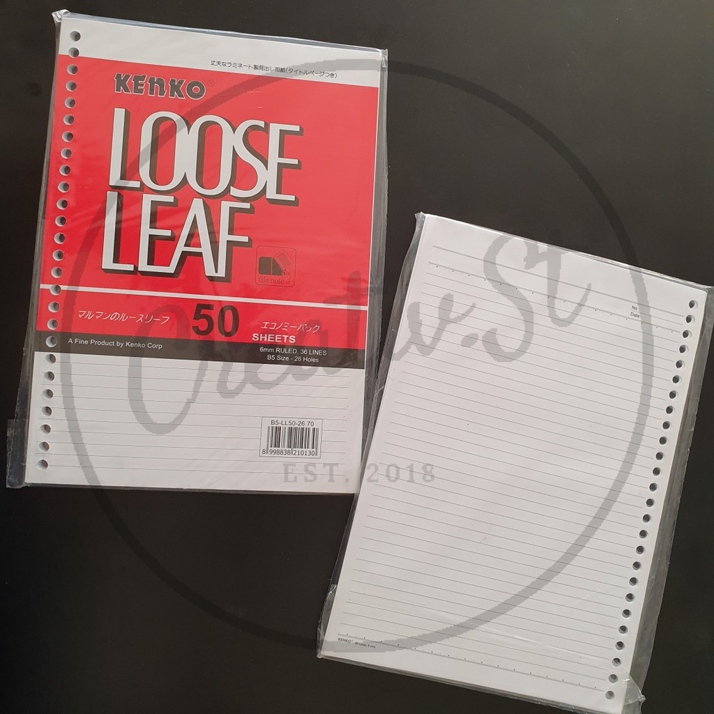 Jual KENKO Loose Leaf B5 50 Lembargaris 26 Ring Isi Binder | Shopee ...