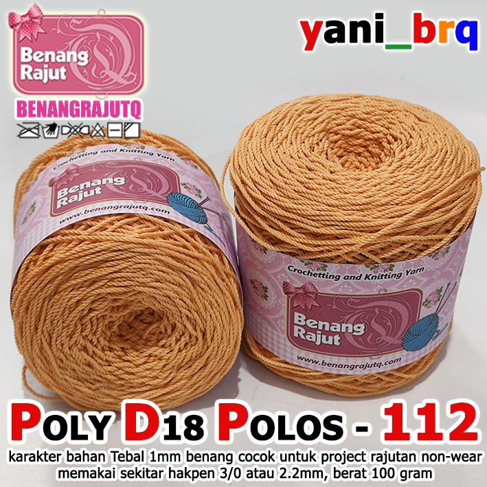 Jual BENANG POLY / POLYESTER NO 112 - WARNA ORANYE TACHA UKURAN D18 ...
