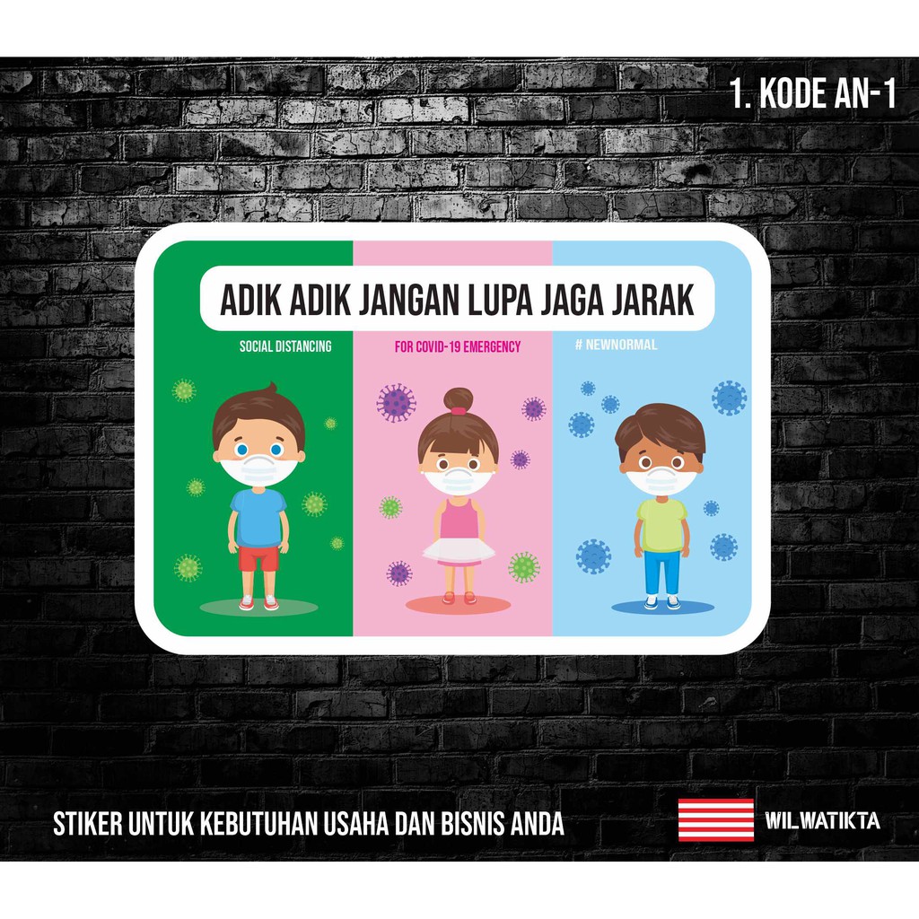 Jual Sticker Safety Sign Warning Jaga Jarak untuk Anak ( Min. 2 Pcs ...