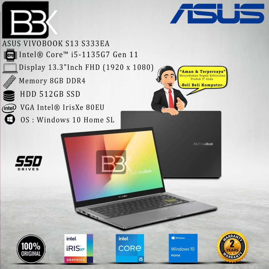 Jual ASUS VIVOBOOK S13 S333EA i5-1135G7 8GB 512GB SSD WIN10HSL OHS 19 ...