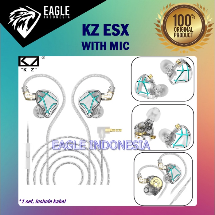 Jual KZ ESX Metal Wired Earphone 12MM Dynamic HiFi Headphone WITH MIC | Shopee Indonesia