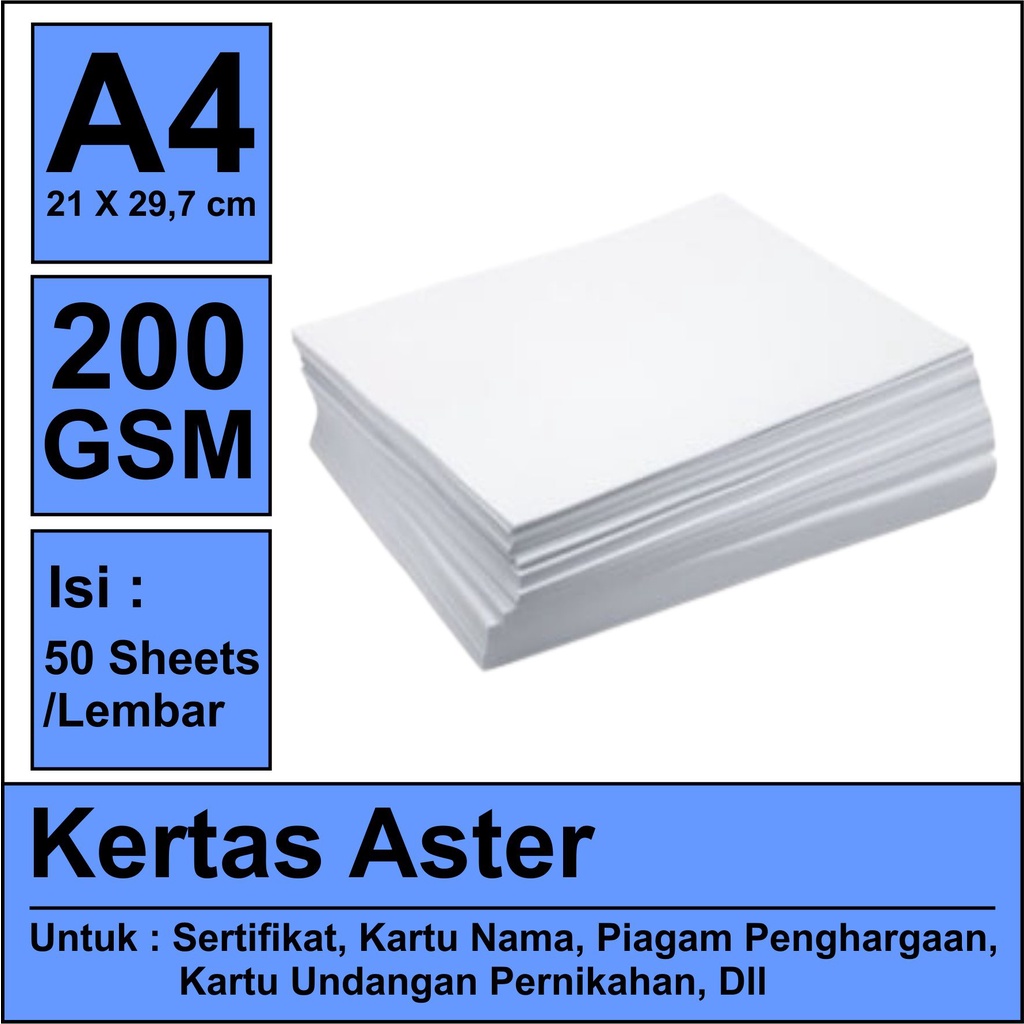 Jual Kertas Aster A4 200 gram / 50 Lembar | Shopee Indonesia