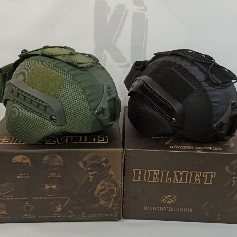 Jual Helm Tactical Mich 2000 cover double mess & batery helm tactical ...