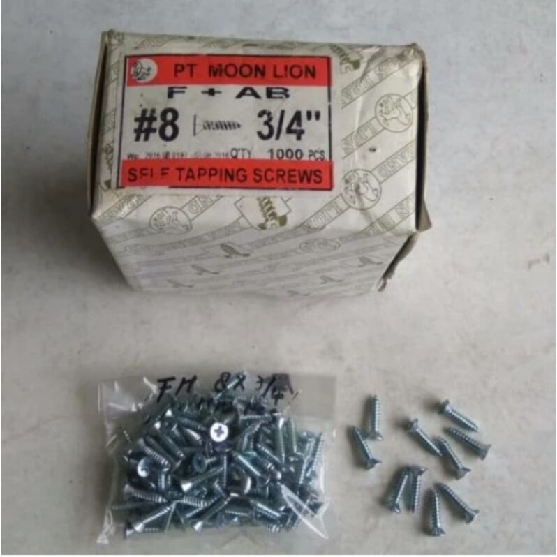Jual Skrup Tapping #8 x 3/4"/Skrup Putih Kuning/Skrup Tapping/Harga per ...