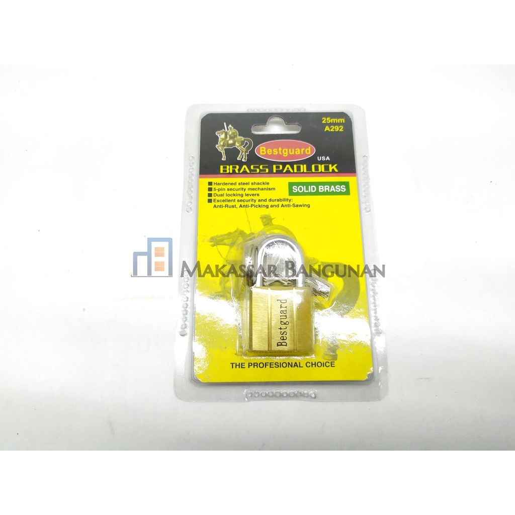 Jual BESTGUARD Gembok Kuning Solid Brass 25 mm | Shopee Indonesia
