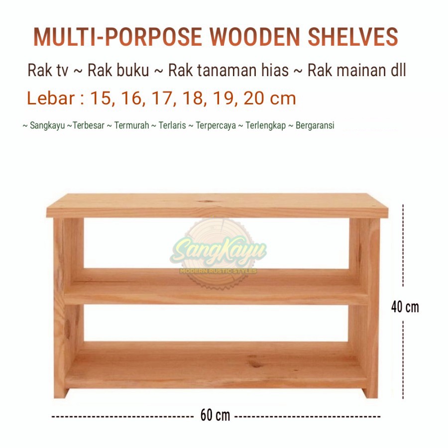Jual Rak kayu susun 3 rak tv rak mainan rak tanaman hias rak bunga rak ...